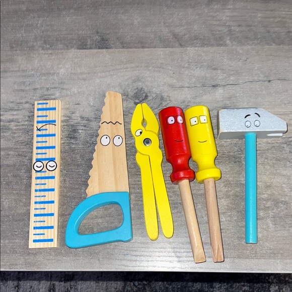 Toys | Childrens Wooden Toy Tool Set The Set Includes A Ruler Saw ...